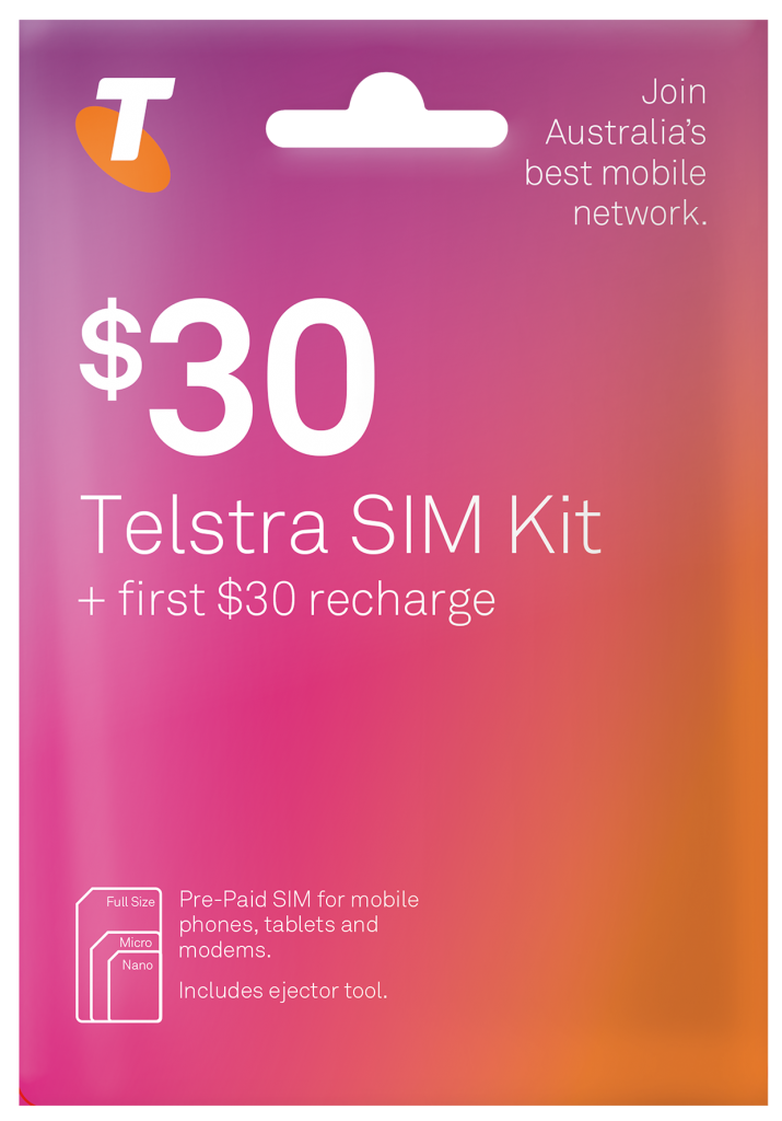Telstra Recharge card & sim section – SimConnect